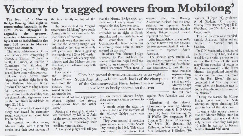 1924 crew – Murray Bridge Rowing Club